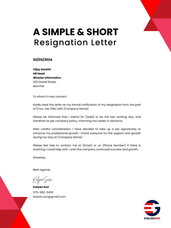 Resignation Letter with Professional Formats and 8 Courteous Samples ...
