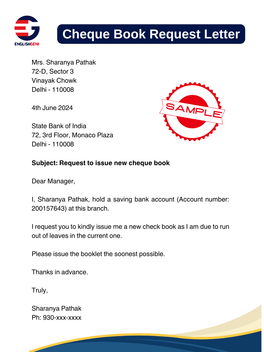 Cheque Book Request Letter And Bank Statement Request Easy Formats And