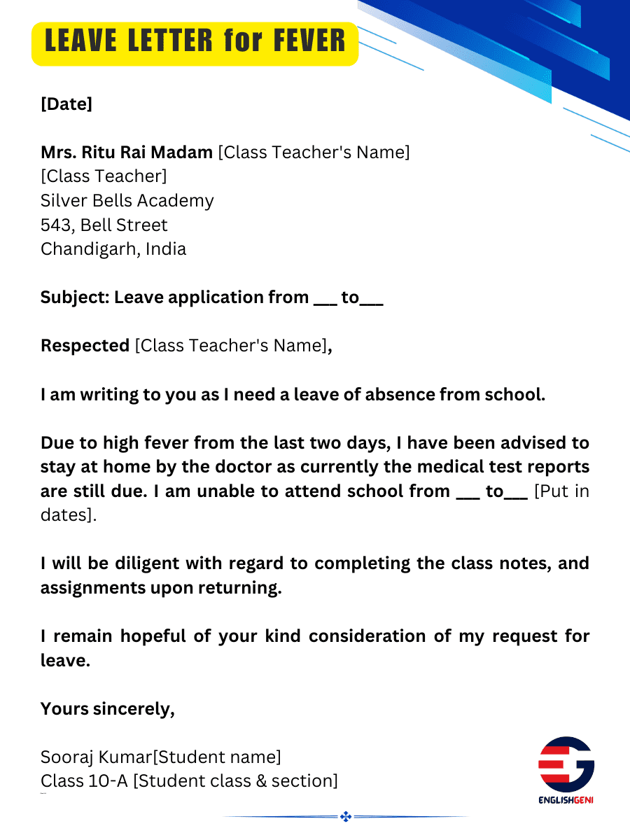 Leave Letter with Format and 10 Quick Samples for School or College