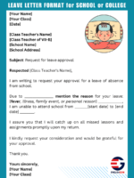Leave Letter with Format and 10 Quick Samples for School or College